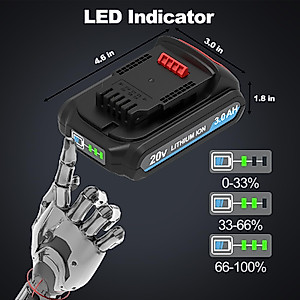 Nicetoro Replacement Battery for Dewalt 20V Battery 3.0Ah, Compatible with Dewalt DCB203 DCD/DCF/DCG Series Lithium Ion Batteries
