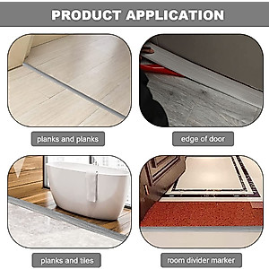 Floor Transition Strip Floor Cover Strips Self Adhesive Flooring Transitions Laminate Floor Strip 2" Wide Vinyl Floor Flat Divider Strip Elegant Wood Grain Design (Grey, 5cm, 10Ft)