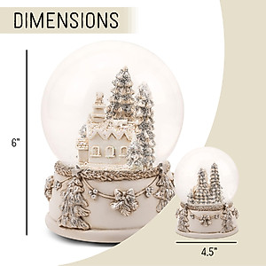 NAT & Jules Beautiful Snowy Church & Pine Tree Scene 6 x 4 inch Musical Glitter Snow Globe: Plays Tune We Wish You A Merry Christmas - Perfect Accent Décor for The Holidays or Everyday, Church Scene