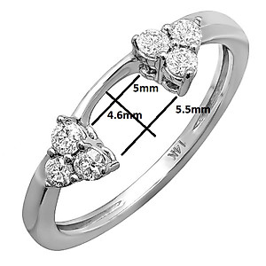 Dazzlingrock Collection 0.30 Carat (Cttw) 14K Round Diamond Women Anniversary Ring Guard 1/3 CT, White Gold, Size 5.5