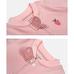 Teach Leanbh Baby 2-Pack 100% Cotton Romper Jumpsuits Two Way Zipper Long Sleeve Footless Sleep and Play (Purple Floral, 6-12 Months)