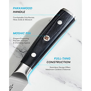 KYOKU 3.5" Paring Knife, Samurai Series Peeling Knife with Pakkawood Handle, Japanese High Carbon Steel Sharp Knife, Full Tang Small Kitchen Knife for Fruit Peeling & Slicing with Sheath and Case