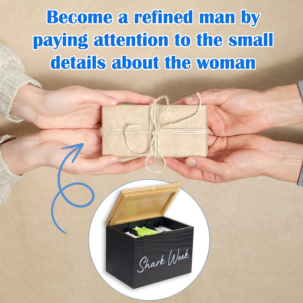 Shark Week Tampon and Pad Storage Box - Feminine Product Organizer for Bathroom, Tampon and Pad Holder, Shark Week Bathroom Organizer, Girl Stuff Box, Tampon and Pad Organizer for Bathroom