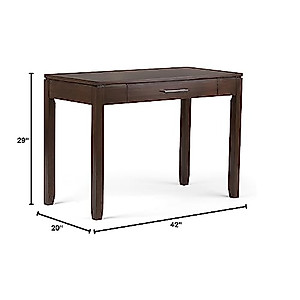 SIMPLIHOME Cosmopolitan SOLID WOOD Contemporary Modern 42 inch Wide Home Office Desk, Writing Table, Workstation, Study Table Furniture in Russet Brown
