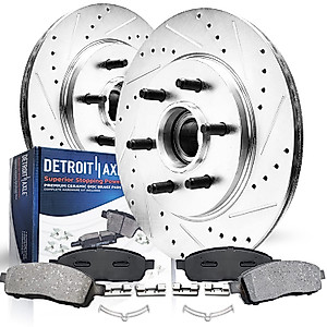 Detroit Axle - 2WD 6 Lugs Front Brake Kit for 04-08 Ford F-150 Lincoln Mark LT 2004 2005 2006 2007 2008 Drilled and Slotted Brake Rotors Ceramic Brake Pads Replacement Brakes Kit