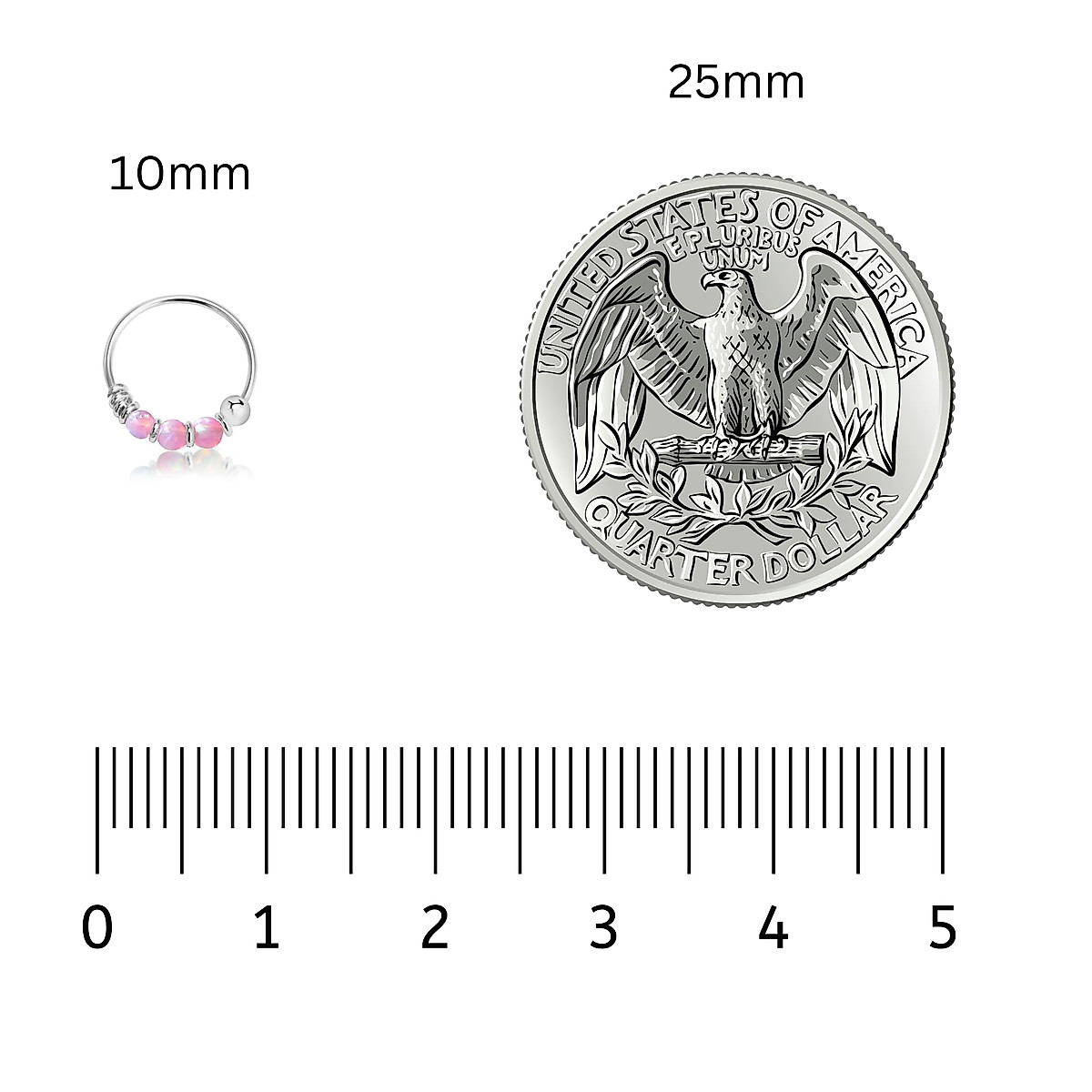 Handmade Silver Single 10MM Cartilgae Helix Piercing Hoop Earring with Trio Pink Opal, 925 Sterling Silver Very Small 10MM Thin 22 Gauge Hoop for women, By Miya Jewelry Creations