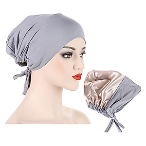 Lucky staryuan ® 3Pack Soft Muslim Turban Hat Inner Hijab Caps Underscarf Bonnet Hat Headwear for Cancer (White Black Grey)