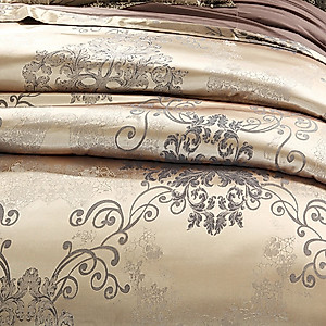 Duvet Cover Set Satin Embroidery Bedding Luxury European Neoclassical Style,3 Piece,King Size