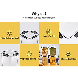 Kootek 5.3L(179Oz) Cereal Containers Storage with Lid for Pantry Organization and Storage, 4pcs Large Airtight Food Storage Containers for Cereal, Flour and Sugar with Pen, Labels, Measuring Spoon