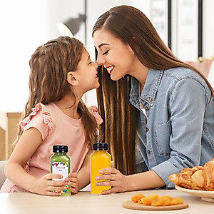 SUPERLELE 12pcs 8oz Plastic Juice Bottles with Black Tamper Evident Caps, Reusable Clear Juice Containers with Labels, Funnel and Brush for Juicing, Smoothie, Milk