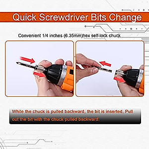 Tulroom Power Screwdriver Electric Screwdriver 3.6V 2000mAh Electric Screwdriver Rechargeable, Adjustable Position Handle, 31pcs Screwdriver Bits 6+1 Torque Setting Front&Rear Light