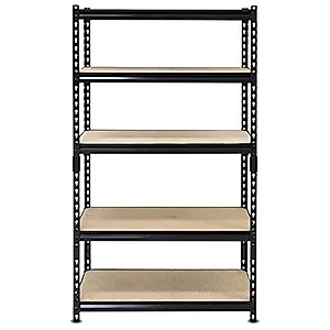 Juggernaut Storage 48" W x 24" D x 72" H Five-Shelf Steel Shelving Unit, 4000 lb Capacity, Black (SS4824-5BLK)