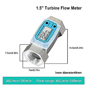 Flow Control Meter 1 Inch Flow Meters Flowmeter, Gauge PCB Electronic Flow Indicator Sensor for Gasoline Methanol Kerosene Water Used in Petroleum,Food, Etc.