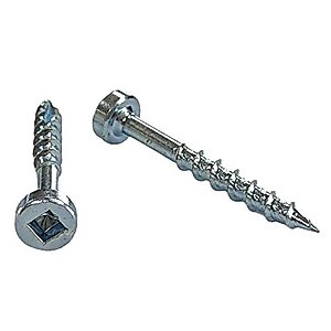 Cabentry Brand | Wood Screws | Fillister Head | Square Drive | #7 | 1 1/4 Inch | Deep Thread | Type 17 Point | Zinc Finish | 100 Pack