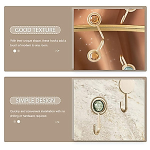 Luxshiny Heavy Duty Adhesive Hooks, 4pcs Jeweled Wall Mount Hangers Hanging Coat Hooks Decorative Towel Hangers for Kitchen Bathroom