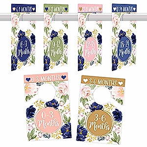 6 Floral Baby Closet Size Dividers Baby Girl - Baby Essentials for Newborn Essentials Baby Girl, Baby Closet Dividers by Month, Baby Closet Organizer for Nursery Organization, Nursery Closet Dividers