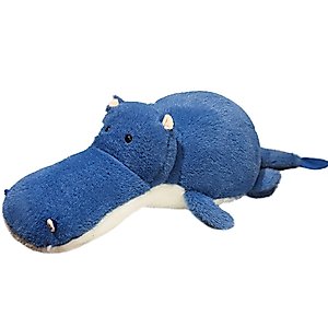 ELAINREN Furry Hippo Plush Pillow Ultra-Soft Blue Hippopotamus Stuffed Animals Toy,Kawaii Jungle River Horse Plushie Dolls Gifts/23.6''