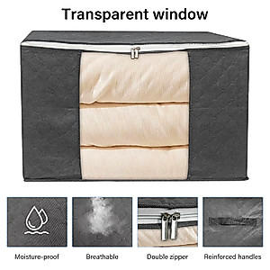 96L 8 Pack Large Storage Bags,Storage Bins With Lids And Handle,Clothes Storage Bins Foldable Closet Organizers Storage Containers For Clothing, Blanket, Comforters, Bed Sheets, Pillows and Toys