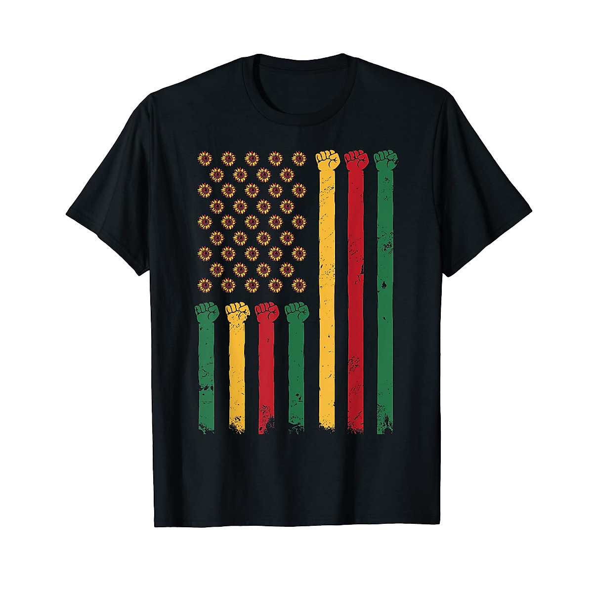 June 19, 1865 US Flag Fisting Hands and Flowers T-Shirt