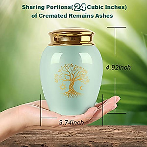 DGDCDV Human Ashes Keepsakes Urn 24 Cubic Inches, Small Ceramic Urns for Human Ashes, Tree of Life Cremation Urn, Urns for Sharing Adult Ashes, Pet Cat and Dog Urn, Adult Funeral Urn