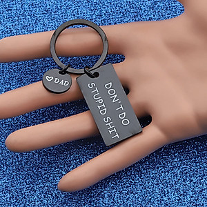 WUSUANED Don't Do Stupid Keychain Love Mom Dad Jewelry Gifts Sarcasm Gifts Reminder Gifts Funny Keychain For Family Daughter Son