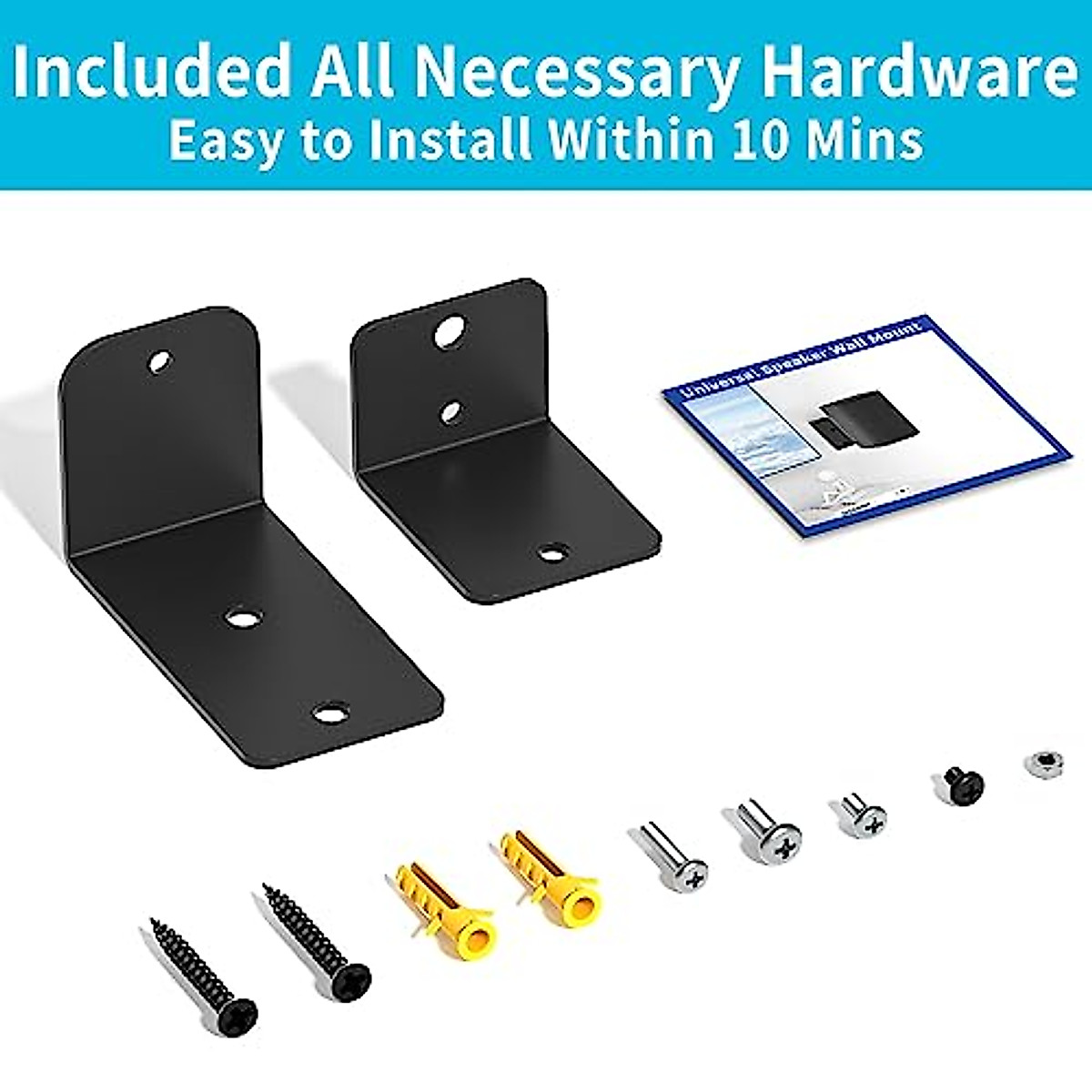 Universal Speaker Wall Mount Brackets for Samsung Sony Vizio Bose Klipsch and More Speakers with Speaker Wire - Wall Speaker Mount for Satellite & Surround Sound Speakers with Keyhole and Thread Hole