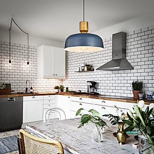 Darkaway Pendant Light Fixtures Ceiling Hanging with Hammered Metal Shade, Modern Pendant Light for Kitchen Island Lighting Hanging Lamp Adjustable Height, Medium