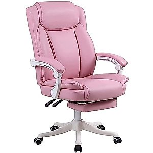 Office Chair Desk Chair Computer Chair Game Chairs for Adults Ergonomic Office Chair Leather Office Chair, Adjustable Tilt Angle, Executive Desk Pc Swivel Chair, Pink Computer Chair