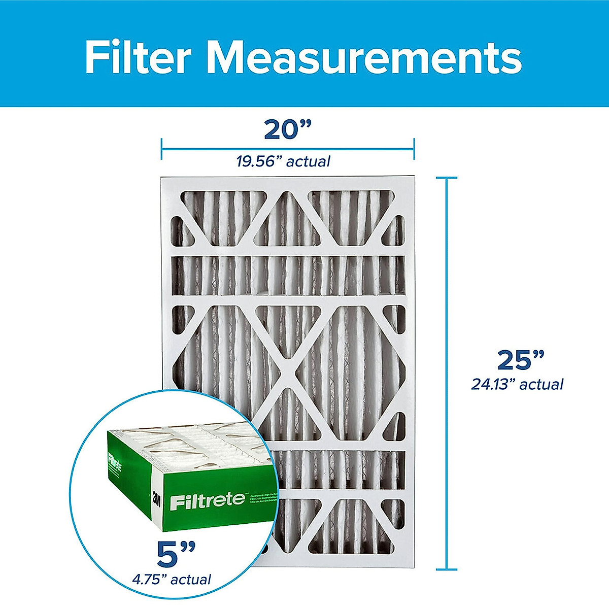 Filtrete 20x25x5 Air Filter, MPR 700, MERV 8, Clean Living Dust, Pollen and Pet Dander Reduction Pleated 5-Inch Air Filters, 2 Filters, White