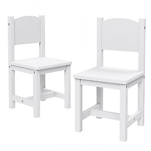 Timy Toddler Wooden Chair Pair, Kids Furniture for Eating, Reading, Playing 2 Pack (White)