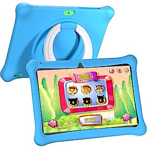 SGIN 10 Inch Android 12 Tablet for Kids with Case 2GB RAM 64GB ROM Kids Tablets with Dual Camera, Parental Control APP, iWawa Pre Installed, Educational Games (Blue)