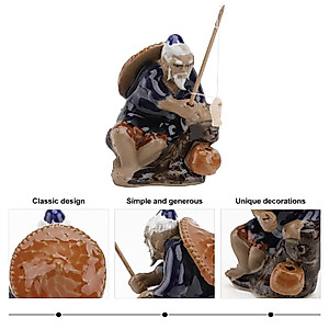 Vaguelly 1pc Fisherman Ornament Figurines Garden Ornament Old Man Figurine Miniature Ornaments DIY Bonsai Crafts Fireplace Decor Aquarium Adornments Elder Human Body Ceramics Zen Garden