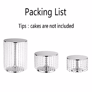 3pcs/Set Cake Stand with Metal Mirrored, Round Wedding Cake Stand Silver, Bling Cake Stand Trays for Wedding Table, Baby Shower, Birthday, Anniversary