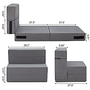 Kingfun Folding Sofa Couch Bed Memory Foam Sleeper Sofa Guest Bed and Fold Out Chair Bed,Living Room, Bedroom, Washable Cover Twin Size, Dark Grey