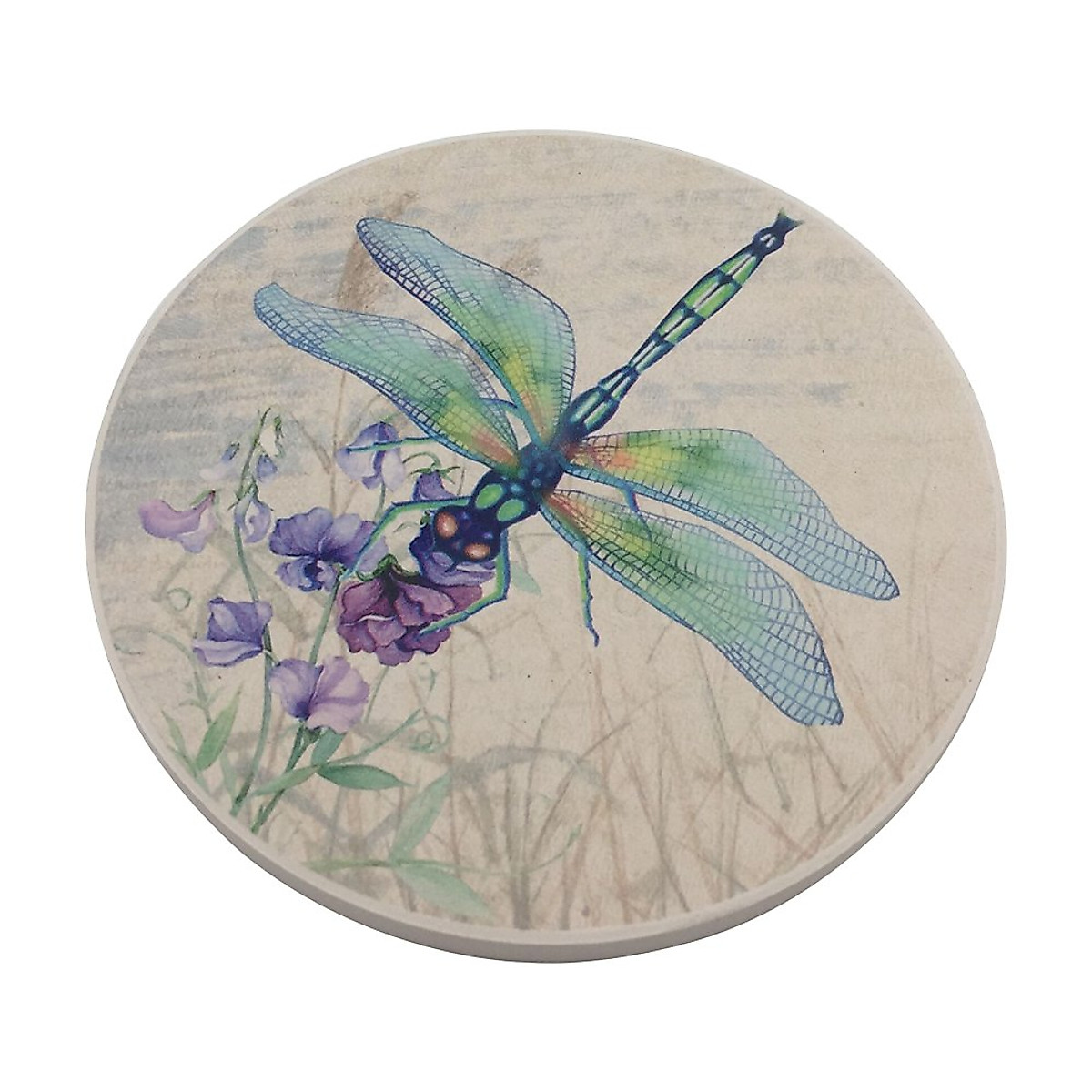 Trinsi Absorbent Ceramic Stone Coasters, Dragonfly ,Set of 4 Stone Coasters