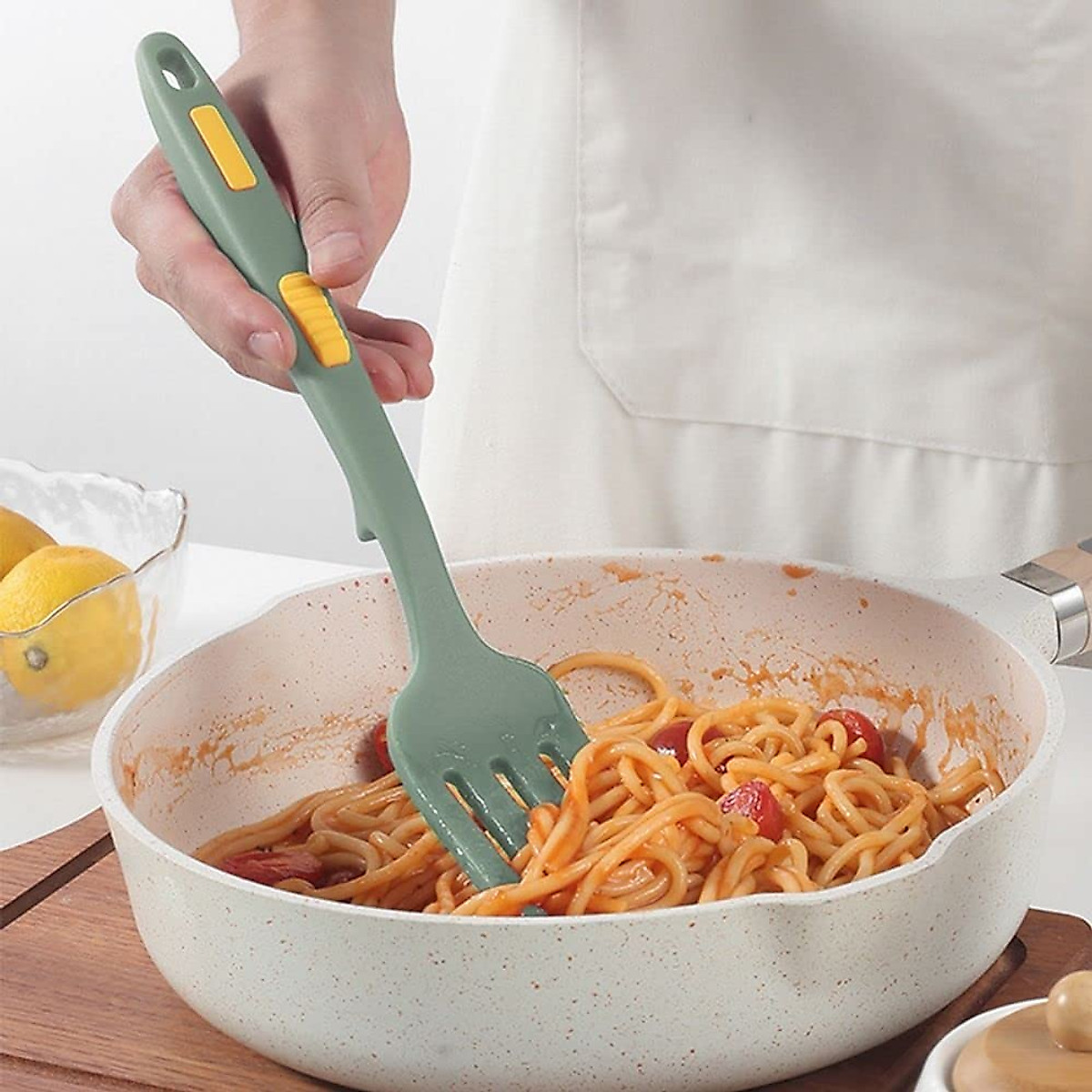 1 Pc Silicone Salad Forks Flexible Dessert Pasta Fruit Cooking Utensils Multi-function Spaghetti Server Whisking Serving Kitchen Tools(black)