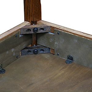 Leick Home 10058 Slate Tile Coffee Table with Shelf, 20 in x 38 in x 20.5 in, Rustic Oak