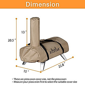 BIG HORN Pizza Oven Cover, Grill Cover Patio Pellet Pizza Oven Cover Waterproof Heavy Duty Weather Resistant PVC Oxford Fabric Cover, Brown