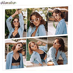 Allarallvr Rectangle Sunglasses for Women 90s Retro Trendy Y2K Classical Vintage Square Shades AR82037(Black+Beige+Brown)