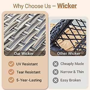 HOOOWOOO Outdoor Patio Furniture Set with Fire Pit Table,11 Pieces Wicker Out Door Sectional Furniture L Shaped Couch,Outside Patio Conversation Sets Swivel Chair,Black