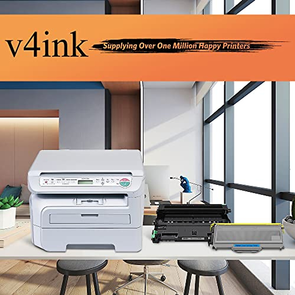 v4ink Compatible Drum+Toner Replacement for Brother DR360 TN360 (1Drum + 2Toner) Work with DCP7030 DCP7040 DCP7045 HL2120 HL2140 HL2150 HL2170 MFC7320 MFC7340 MFC7345 MFC7440 MFC7445 MFC7450 MFC7840
