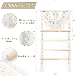 PABOBIT Hair Claw Clip Organizer,Macrame Hanging Hair Clip Holder and Storage for Women Girls,Claw Clips Hanger Home Boho Decor for Wall,Door,Closet