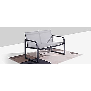 Outdoor Patio Furniture Set with Aluminum Frame, 4 Pieces Outdoor Garden Patio Conversation Sets with Breathable Textilene with Loveseat Coffee Table for Yard,Home,Balcony,Grey