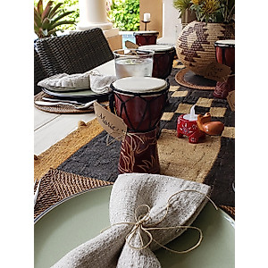 Djembe Drum Carved Bongo African inspired music also a unique gifting idea. Carver Abstract Elephant Giraffe Turtle. (6 Inch, Elephant)