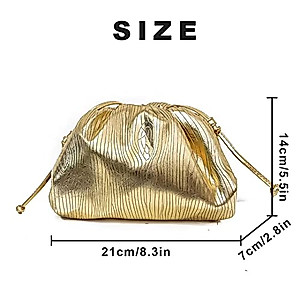 CARZA Women Sparkly Cloud Evening Clutch Dumpling Crossbody Bag Clutch Purses Drawstring Strap for Party