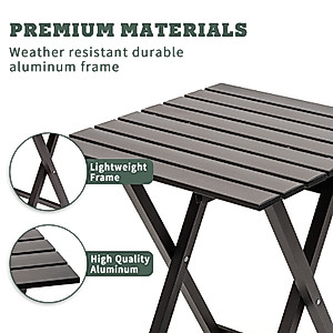 SUNNYFEEL Folding Camping Table - Lightweight Aluminum Portable Picnic Table, 18.5x18.5x24.5 Inch for Cooking, Beach, Hiking, Travel, Fishing, BBQ, Indoor Outdoor Small Foldable Camp Tables