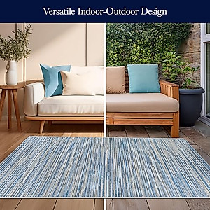 Couristan Monte Carlo Coastal Breeze Ocean-Champagne Indoor/Outdoor Area Rug, 2' x 3'7"