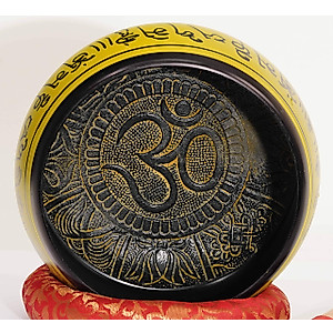 Painted Aluminum Singing Bowl. 9" Diameter. Wood Mallet and Cushion Included