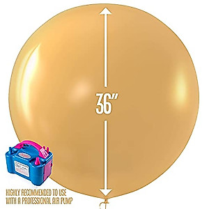 Prextex Gold Giant Balloons - 8 Jumbo 36 Inch Gold Balloons for Photo Shoot, Wedding, Baby Shower, Birthday Party and Event Decoration - Strong Latex Big Round Balloons - Helium Quality