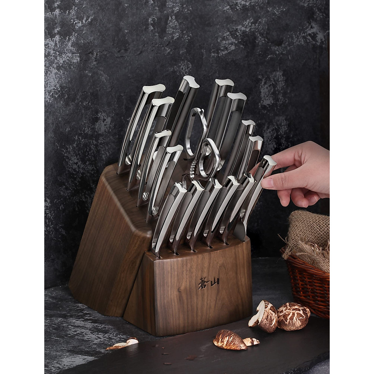 Cangshan N1 Series 1024784 German Steel Forged 17-Piece Knife Block Set, Walnut